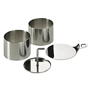 LURCH Germany Stainless Steel Food Rings with Pusher and Lifter | Cake or Cooking Ring | Round Dessert Mold Ø 2.9 inches / 7.5 cm - Set of 6 Round Forms