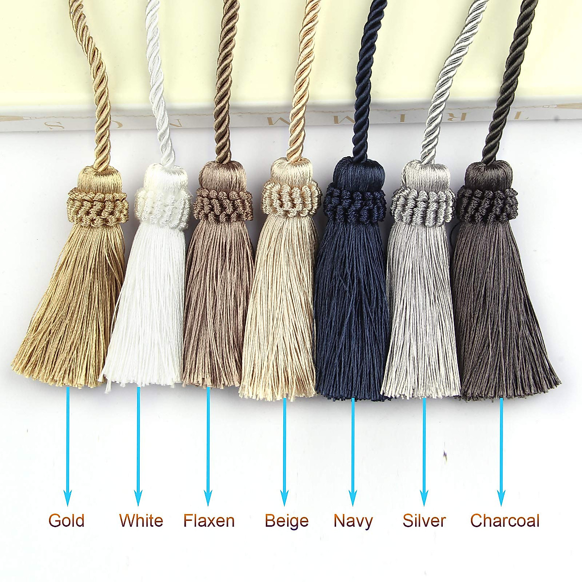 Fenghuangwu Curtain Tiebacks Handmade Decorative Curtain Holdbacks Rope with Tassel (Gold, 2P)