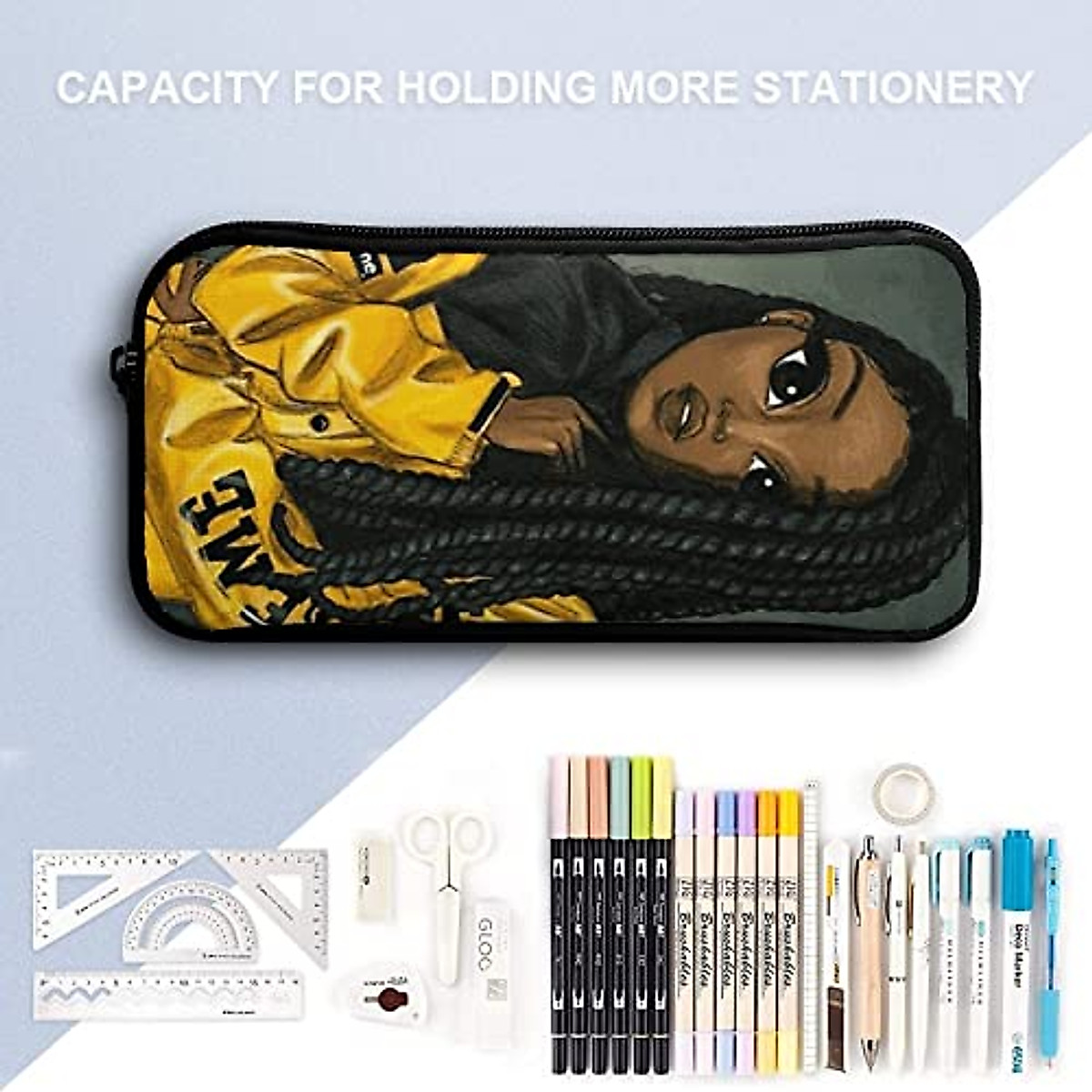 FDASLJ African American Black Girl Backpack 3 in 1 Book Bag Daypack with Lunch Bag/Box Pencil Case