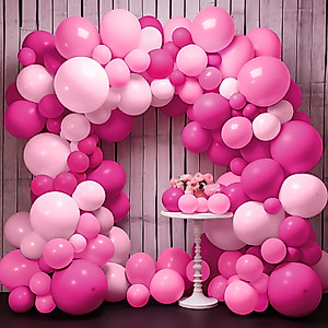KatchOn, Pink Balloons Arch Kit for Pink Birthday Decorations - 18 Inch, Pack of 141| Fuchsia Balloons for Hot Pink Birthday Decorations | Baby Gender Reveal Party Decorations, Pink Party Decorations