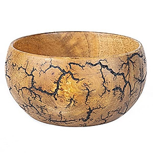 GoCraft Fractal Burn Wood Bowl, Decorative Bowl Small, 6" Diameter x 3" Height, Single Bowl