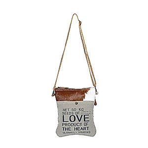 Myra Bag Seeds of Love Upcycled Canvas &amp; Cowhide Crossbody Bag S-1367