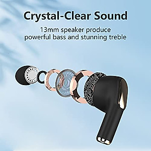 WERDEDE Wireless Earbuds Bluetooth 180 Hours Playtime Built-in Microphone LED Digital Shows Charging Bluetooth Headphones (J68-Black)