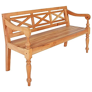 Tidyard Garden Bench Mahogany Wood Porch Chair Wooden Outdoor Bench Light Brown for Backyard, Balcony, Park, Lawn Furniture 53.5 x 19.7 x 32.3 Inches (W x D x H)