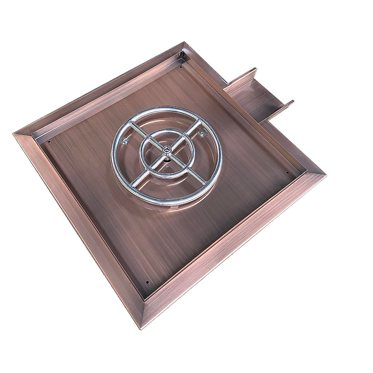 18" 24" Stainless Steel or Rustic Black Square Fire Pit Bowl Pot w/Waterfall Column (24" Fire Pit w/Waterfall, Copper Cladded)