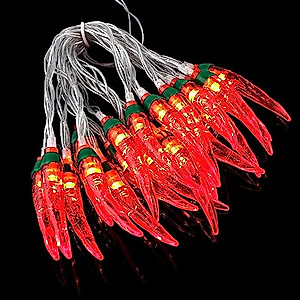 OSALADI 3m 20 LEDs Chili String Light LEDs Battery Powered Decorations for Patio Fence Deck Balcony Camping (Red)