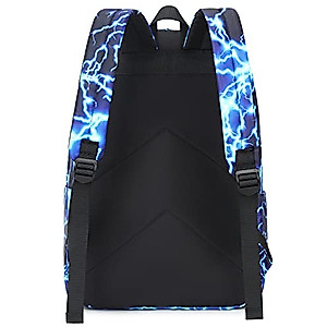 AM SeaBlue Backpack for Boy Middle School Lightning Bookbag Durable Student Teenager Sturdy Lightweight Waterproof (1-Blue)