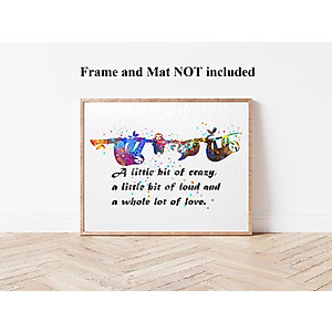 Dignovel Studios 8X10 Unframed Sloth Family of Four Family Motherhood Watercolor Art Print Poster Wall Art Nursery Kids Office Home Decor DN605