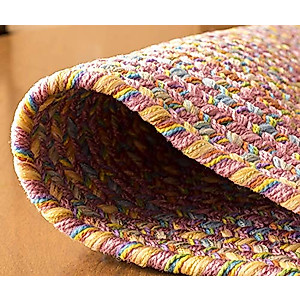 Super Area Rugs Braided Rug for Kids Room - Nursery Rug - Classroom Rug - Made in USA - Washable Rug for Playroom - Hipster, Pink Multi, 4' X 6' Oval