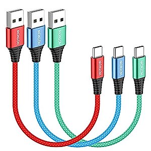 HOTNOW Short USB C Cable 1ft 3Pack, 12inch Portable USB-C Nylon Braided QC3.0 Fast Charge Cord for Samsung Galaxy S10 S9 S8 Plus Note 9 8,LG G6 V20 30 and Other Type c Devices