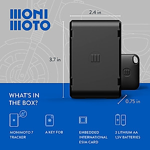 MoniMoto 7 Plus 3 Edition Motorcycle Tracker and Alarm with DIY Installation, No Wiring Required - Smart Motorcycle GPS Tracker - GPS Tracker for Vehicles, Scooters, Quad Bike ATVs, Snowmobiles