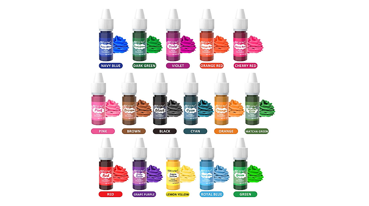 ERCorArt 16 Vibrant Food Coloring Set for Cake Decorating