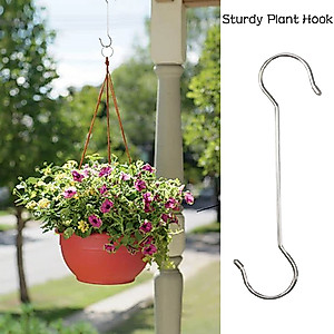 Lchkrep 16 Inch Extra Large Heavy Duty Long Outdoor Plant Hanging S Hooks - for Baskets, Bird Feeders, Wind Chimes, Garden Ornaments,Pergola,Closet,Flower Basket,Indoor Outdoor Uses (6 Pack)…