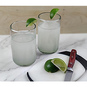 Dos Sueños Hand Blown Mexican Drinking Glasses – Set of 6 Natural Clear Glasses (14 oz each)