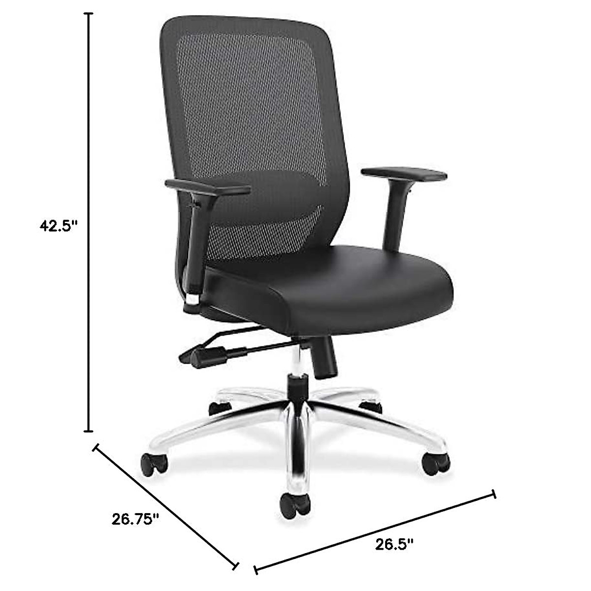 HON Exposure Task Mesh High-Back Computer Chair with Leather Seat for Office Desk, Black (HVL721)