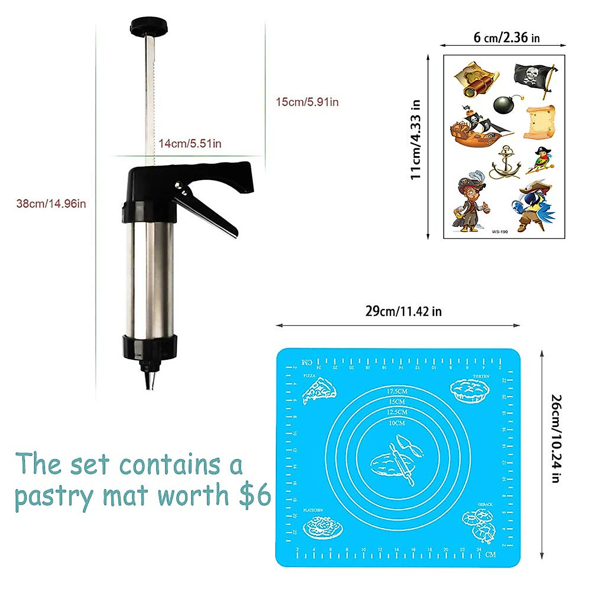 HM_ZL Cookie Press Gun Cupcake Filler Injector Stainless Steel DIY Biscuit Cookie Pastry Gun for Cake Decorating (25 Pieces)