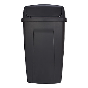 13 Gallon Trash Can, Plastic Swing Top Kitchen Garbage Trash Can, Black