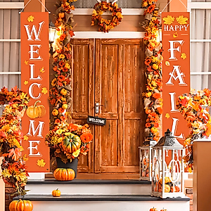 Welcome Fall Decor Porch Banner - Fall Outdoor Decorations for Home - Autumn Decorations Porch Sign Large Hanging Flags Door Banners for Yard Garden