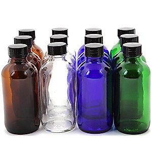 Vivaplex, 12, Assorted Colors, 4 oz Glass Bottles, with Lids