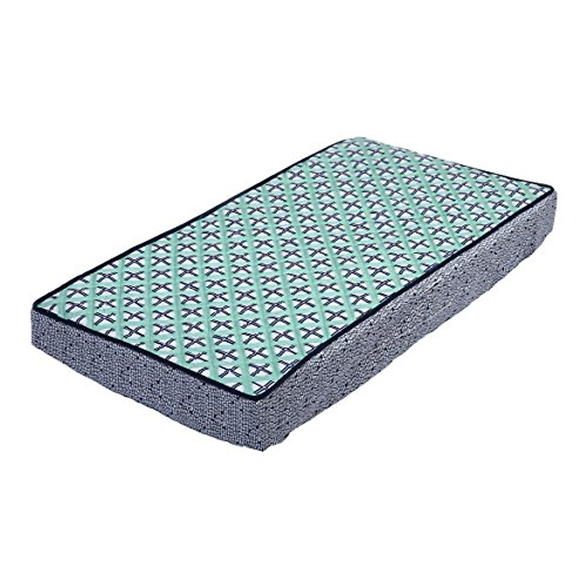 Bacati Noah Tribal Quilted Top Cotton Percale with Polyester Batting Diaper Changing Pad Cover, Mint/Navy Dot/Cross (TRDCMNACPC)