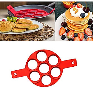 3 PCS Pancake Mould Ring Fried Egg Mould Reusable Silicone Nonstick Pancakes Muffin Mold,Heart/Star/Round Shape,Silicone Brush,Measuring Spoons,Saving Time