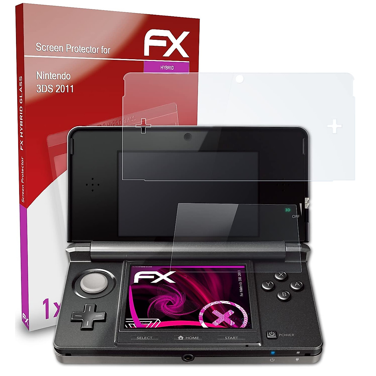atFoliX Plastic Glass Protective Film compatible with Nintendo 3DS 2011 Glass Protector, 9H Hybrid-Glass FX Glass Screen Protector of plastic (Set of 1)