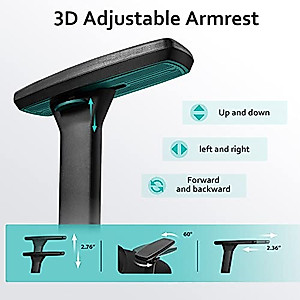 Ergonomic Office Chair, KERDOM Home Desk Chair, Comfy Breathable Mesh Task Chair, High Back Thick Cushion Computer Chair with Headrest and 3D Armrests, Adjustable Height Home Gaming Chair