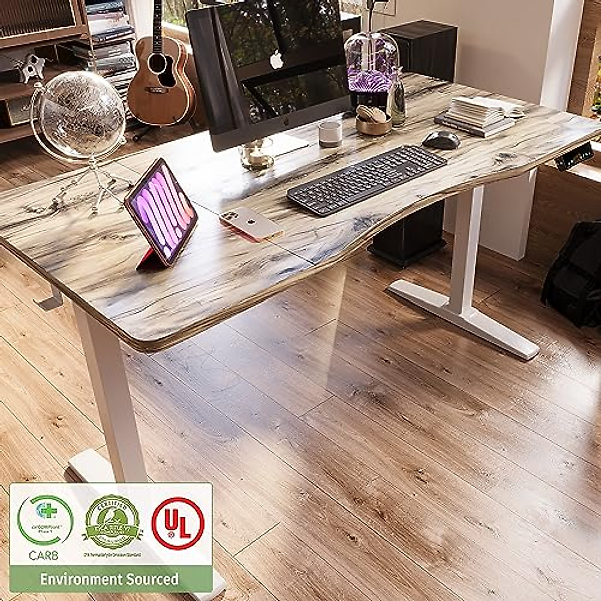 Monomi Height Adjustable Electric Standing Desk, 55 x 24 Inches Stand up Desk, Sit Stand Home Office Computer Desk, Maple