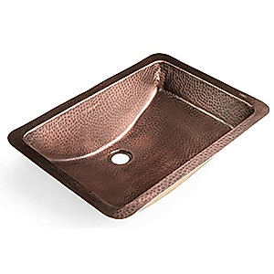 Monarch Abode 17095 Hand Hammered Venetian Dual Mount Bathroom Vanity Sink, 21 Inches, Pure Copper