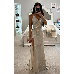 Dessiny Sexy One Shoulder Prom Dresses Hot Pink for Women with Slit Sparkle Sequin Dresses Mermaid Formal Party Ball Gown 2023 US10, A-hot Pink, 10