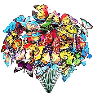 Teenitor Garden Butterfly Stakes, 60pcs 7cm Decor Yard Patio Planter Flower Pot Spring Garden Stakes Decorative Outdoor Butterfly Decorations