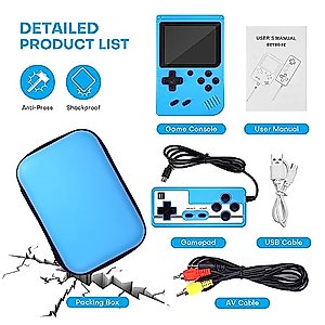 Retro Handheld Game Console,Handheld Game Console， 400+ Classical FC Games,Portable Gaming Kids Electronics with Color case Mini Video Games Gameboy Support Connecting TV & 2 Players(Blue 400)
