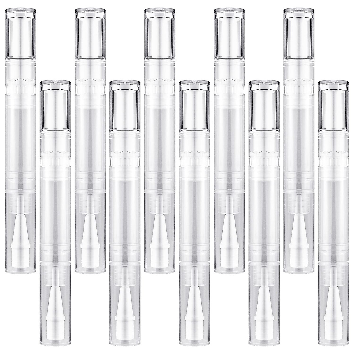 10Pack 5ML Transparent Twist Pens, Empty Nail Oil Pen Brush Cosmetic Lip Gloss Container Applicators