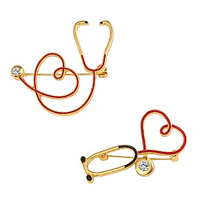 Brooch Pins Doctor Pins, 2pcs Enamel Lapel Pin Heart Shaped Schoolbag Pin Badges for Doctor Medical Students Clothing Bags