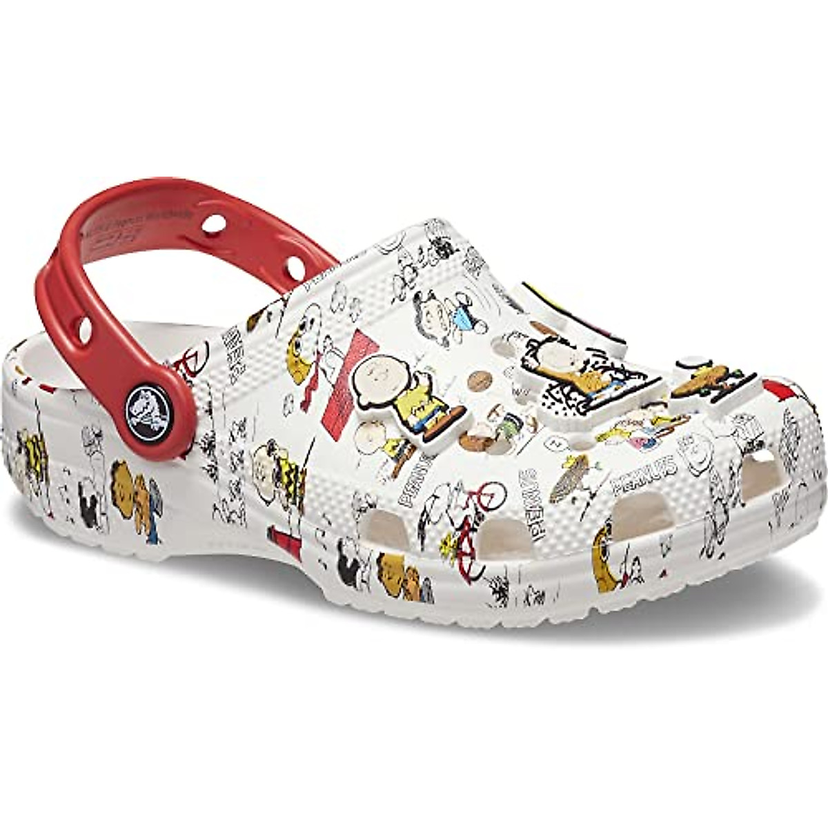 Crocs Unisex-Child Classic Peanuts Snoopy Clogs, White/Multi, 4 Toddler