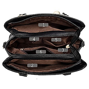 SMALLBLUER Top-Handle Handbags Purse Tote for Women Soft PU Leather Crossbody Shoulder Bag with Tassel Pendant-Black