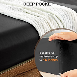 FreshCulture Full Fitted Sheet Only 2 Pack - Hotel Quality Fitted Sheet Full Size - Ultra Soft & Breathable - Brushed Microfiber - Deep Pocket - Cooling Fitted Sheets for Full Size Bed (Black)