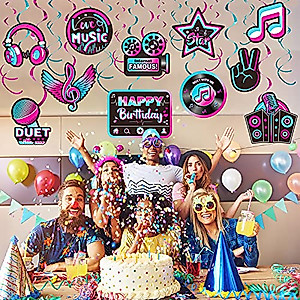 Outus 30 Pieces Music Party Decoration, Music Short Video Party Hanging Swirls Decor for Boys Girls Adults Music Birthday Party DJ Short Video Party Social Media Theme Party Baby Shower Supplies