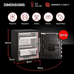 SentrySafe SFW205CWB Fireproof Waterproof Safe with Dial Combination, 2.05 Cubic Feet, Black