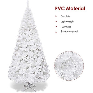 Goplus 6ft Artificial Christmas Tree Xmas Pine Tree with Solid Metal Legs Perfect for Indoor and Outdoor Holiday Decoration, White