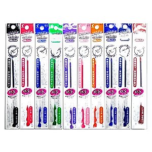Pilot Hi-Tec-C Coleto Gel Ink Pen Refill 0.5mm, 10 Color Set of Black, Red, Blue, Green, Violet, Pink, Orange, Clear Blue, Blue Black, Brown (Japan Import)