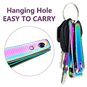 6 Pieces Stainless Steel Nail Clipper Set Nail Cutter Portable Sturdy Nail Clippers Fingernails and Toenail Clipper Cutter for Women Men, Rainbow Color