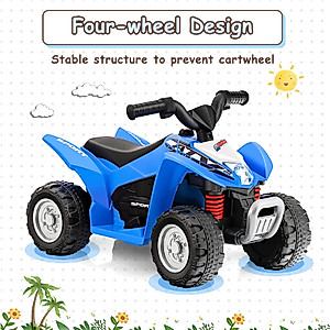 OLAKIDS Kids Ride On ATV, 6V Electric Vehicle for Toddlers, 4 Wheeler Battery Powered Motorized Quad Toy Car for Boys Girls with LED Lights, Horn (Blue)