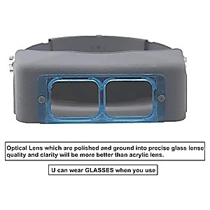Headband Magnifier Double Lens Head-Mounted Reading Magnifier Loupe Jewelry Visor Opitcal Glass Binocular Magnifier with Lens Magnification-1.5X 2X 2.5X 3.5X