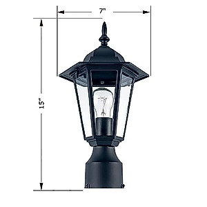 VOLBOZ Outdoor Post Light, Pole Lantern, E26 Base 60W Max, Metal Housing Plus Glass, Wet Location Rated, Bulbs not Included,IP65