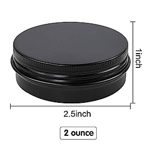 Moretoes 36 Pack Tins, 2 Oz Metal Round Balm Tins, Black Tins Aluminum Cans, Empty Containers with Screw Lids for Salve, Spices or Candies