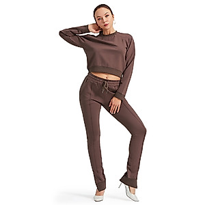 Asoran 2 Piece Tracksuit for Women, Jogging Outfits with Collar Zip, Women’s Long Sleeve Sweatshirts Lounge Pants with Zip
