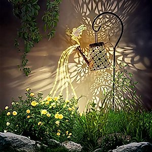 BALGELI Outdoor Solar Garden Lights Decor, Waterproof Watering Can Landscape Lights with Led, Retro Metal Kettle String Lights - Porch Pathway Yard Deck Lawn Patio Walkway Lighting Decorative Lantern