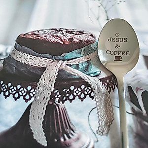 Jesus and Coffee Spoon Gifts for Women Men Coffee Lovers Gift for Dad Grandma Christian Gifts for Coworker Christmas Birthday Gift for Jesus Lovers Mom Papa Coffee Spoons