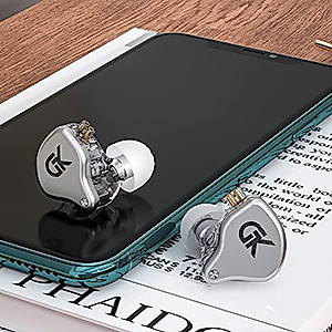 G.K Earbuds Wired Headphone with Microphone 7BA+1DD Hybrid Driver Stereo Bass Noise Cancelling IEM Earphone 3.5mm Jack with Detachable Audio Cable for Musicians DJ Guitarists Sport Gaming (Black)